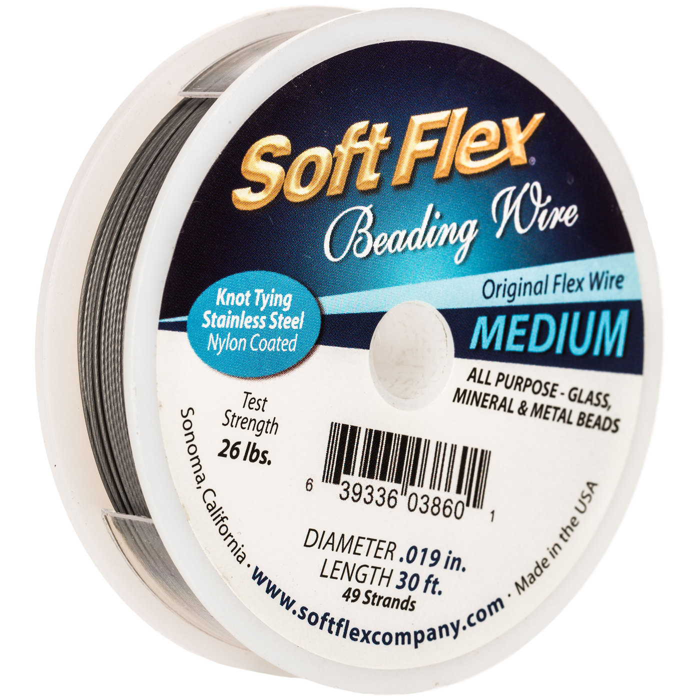 Soft Flex 49 Strand White .019" Medium Beading Jewelry Stringing Design ...